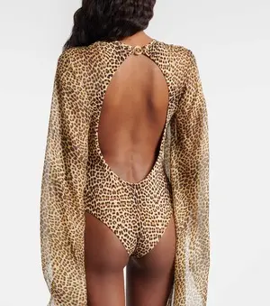 Roberto Cavalli Open-back Swimsuit With Keyhole Neckline - Brown