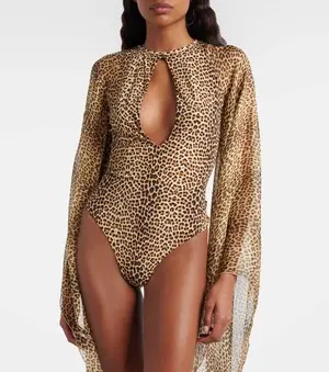Roberto Cavalli Open-back Swimsuit With Keyhole Neckline - Brown