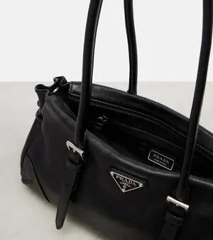 Prada Medium Leather Tote Bag - Black
