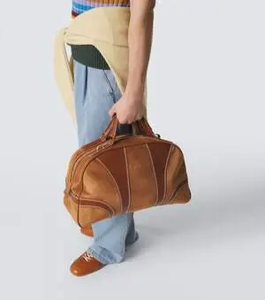 Dries Van Noten Leather-trimmed Suede Duffle Bag - Brown