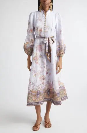 Zimmermann Luna Paisley Print Linen Midi Dress - Blue Paisley