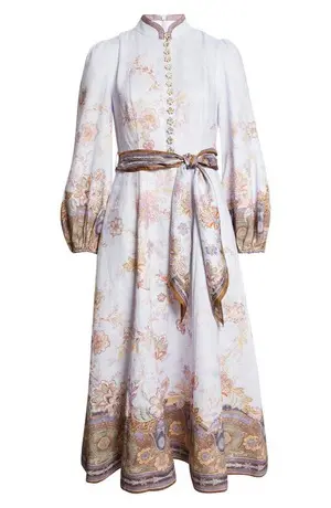 Zimmermann Luna Paisley Print Linen Midi Dress - Blue Paisley
