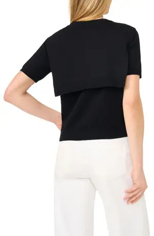 Halogen Shoulder Wrap Short Sleeve Sweater