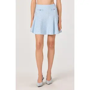 Astr The Label Malvie Plaid Knit Skirt - Blue Plaid