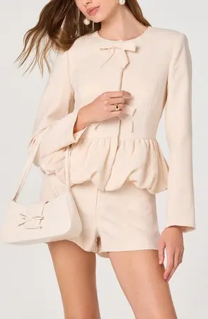 Astr The Label Nicolle Bow Peplum Jacket