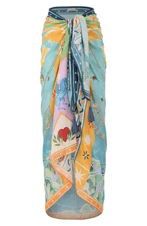 Agua Bendita Marine Solstice Tassel Cover-up Pareo