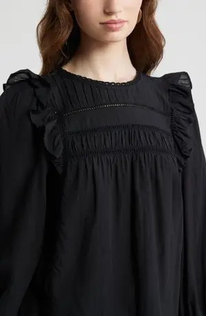 Treasure & Bond Ladder Cutout Cotton Top - Black