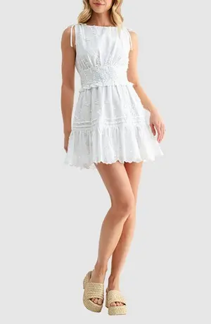 ALL IN FAVOR 3d Floral Embroidered Minidress