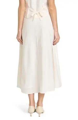 WAYF Blair Linen Blend Midi Skirt - Ivory