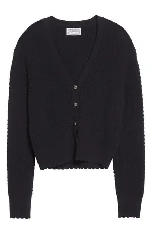 St. John Perlé Crepe Wool Blend Cardigan