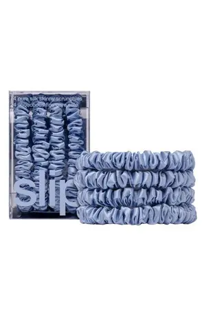 Slip 4-pack Pure Silk Skinny Scrunchies Cornflower