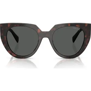 Prada 52mm Cat Eye Sunglasses - Root Tortoise/dark Grey