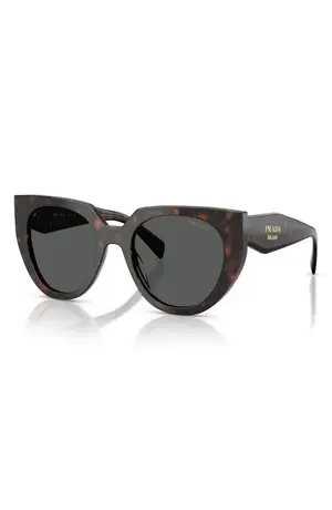Prada 52mm Cat Eye Sunglasses - Root Tortoise/dark Grey