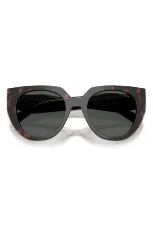 Prada 52mm Cat Eye Sunglasses - Root Tortoise/dark Grey