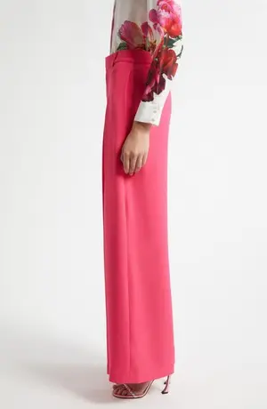Alice + Olivia Blaire Pleated Wide-leg Pants - Deep Pink