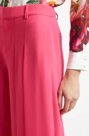 Alice + Olivia Blaire Pleated Wide-leg Pants - Deep Pink