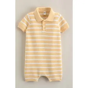 Nordstrom Cotton Polo Sweater Romper - Yellow Summer Gill Stripe