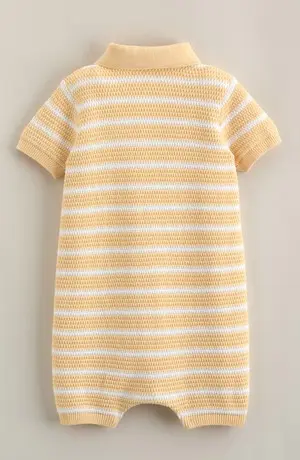 Nordstrom Cotton Polo Sweater Romper - Yellow Summer Gill Stripe