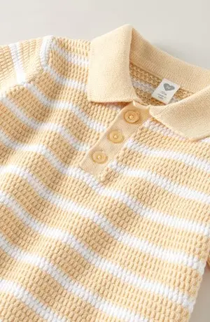 Nordstrom Cotton Polo Sweater Romper - Yellow Summer Gill Stripe