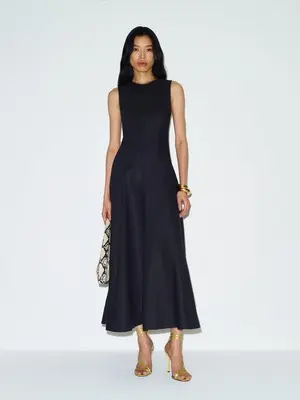 REFORMATION Cecilia Linen Dress - Black