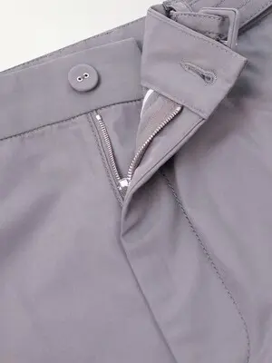 Thom Browne Carpenter Cropped Straight-leg Belted Cotton Trousers - Gray