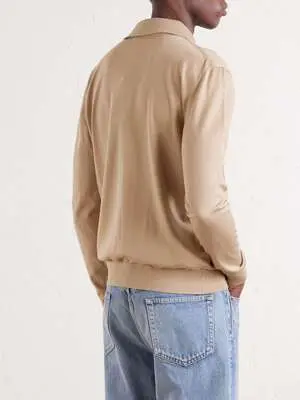 Saint Laurent Silk And Cotton-blend Polo Sweater
