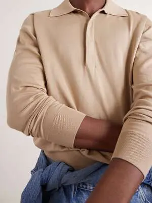 Saint Laurent Silk And Cotton-blend Polo Sweater