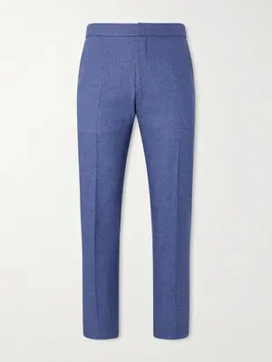 Zegna Tapered Pleated Linen Trousers - Blue