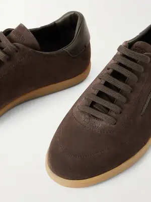 Zegna 232 Leather-trimmed Suede Sneakers - Brown