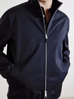 Zegna Motorin 100cc Jersey Blouson Jacket - Blue