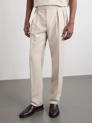 Ralph Lauren Purple Label Straight-leg Pleated Wool-flannel Trousers