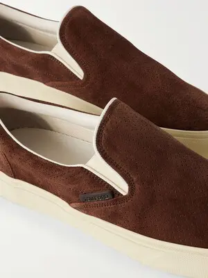TOM FORD Perforated Suede Slip-on Sneakers - Brown