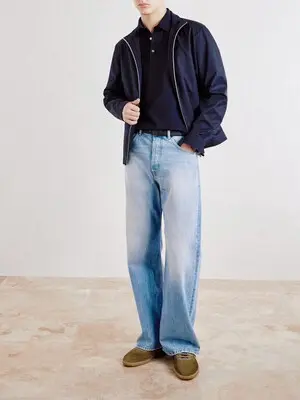 Zegna Knitted Cotton-piqué Polo Shirt - Blue