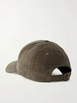 Saint Laurent Logo-embroidered Cotton-corduroy Baseball Cap - Green