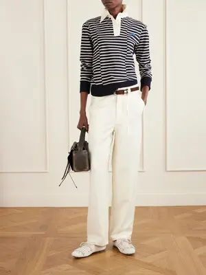 WALES BONNER Hymn Paneled Linen-blend Twill Wide-leg Pants - Neutrals