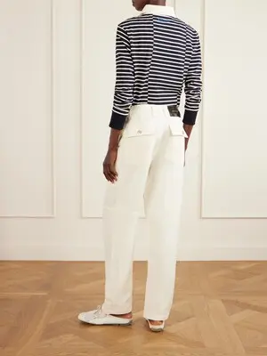WALES BONNER Hymn Paneled Linen-blend Twill Wide-leg Pants - Neutrals