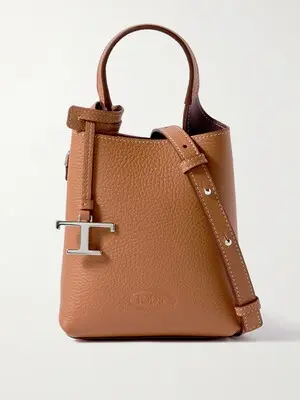TOD'S Textured-leather Shoulder Bag - Brown