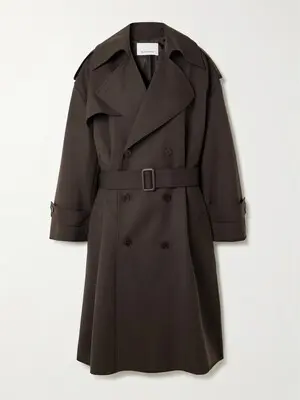 THE FRANKIE SHOP Dursey Double-breasted Belted Woven Trench Coat - Brown