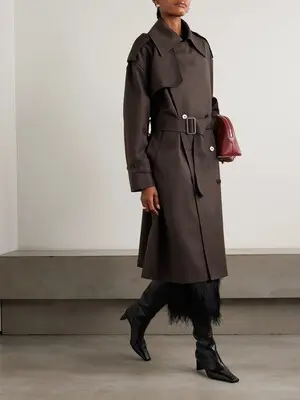 THE FRANKIE SHOP Dursey Double-breasted Belted Woven Trench Coat - Brown