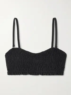 Ulla Johnson Marseille Smocked Bikini Top - Black