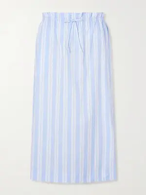 Staud Shore Striped Cotton-blend Poplin Midi Skirt