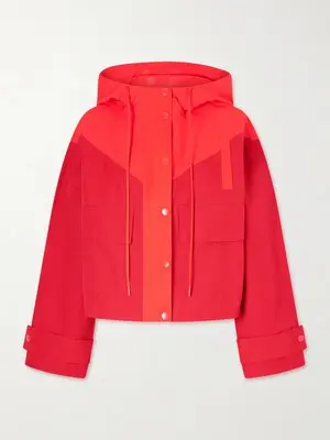 Staud Alta Hooded Two-tone Jacket - Red