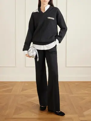Simone Rocha Embellished Cut-out V-neck Sweater