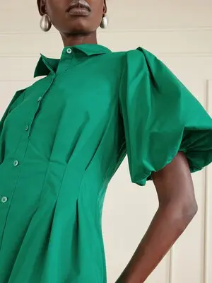 Simkhai Cleo Pleated Mini Shirt Dress - Green