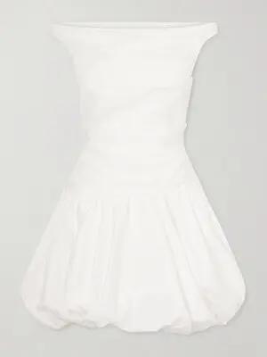 Simkhai Salina Ruched Cotton-blend Poplin Mini Dress - White