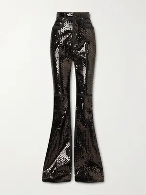 Rick Owens Sequined High-rise Bootcut Jeans