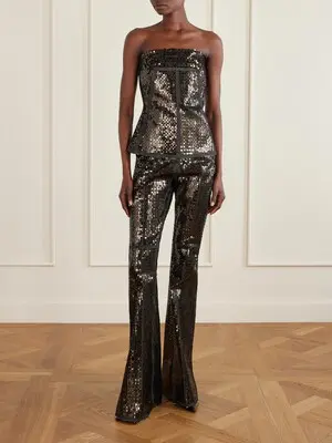 Rick Owens Sequined High-rise Bootcut Jeans