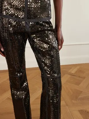Rick Owens Sequined High-rise Bootcut Jeans