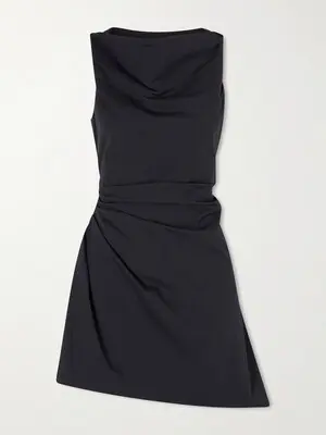 Staud Callie Gathered Cotton-blend Poplin Mini Dress