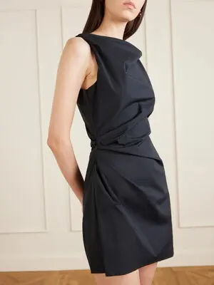 Staud Callie Gathered Cotton-blend Poplin Mini Dress